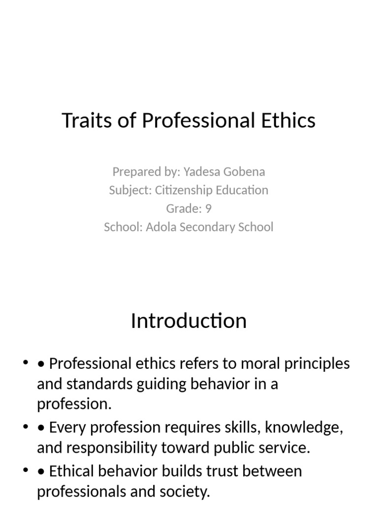 Traits of Professional Ethics | PDF