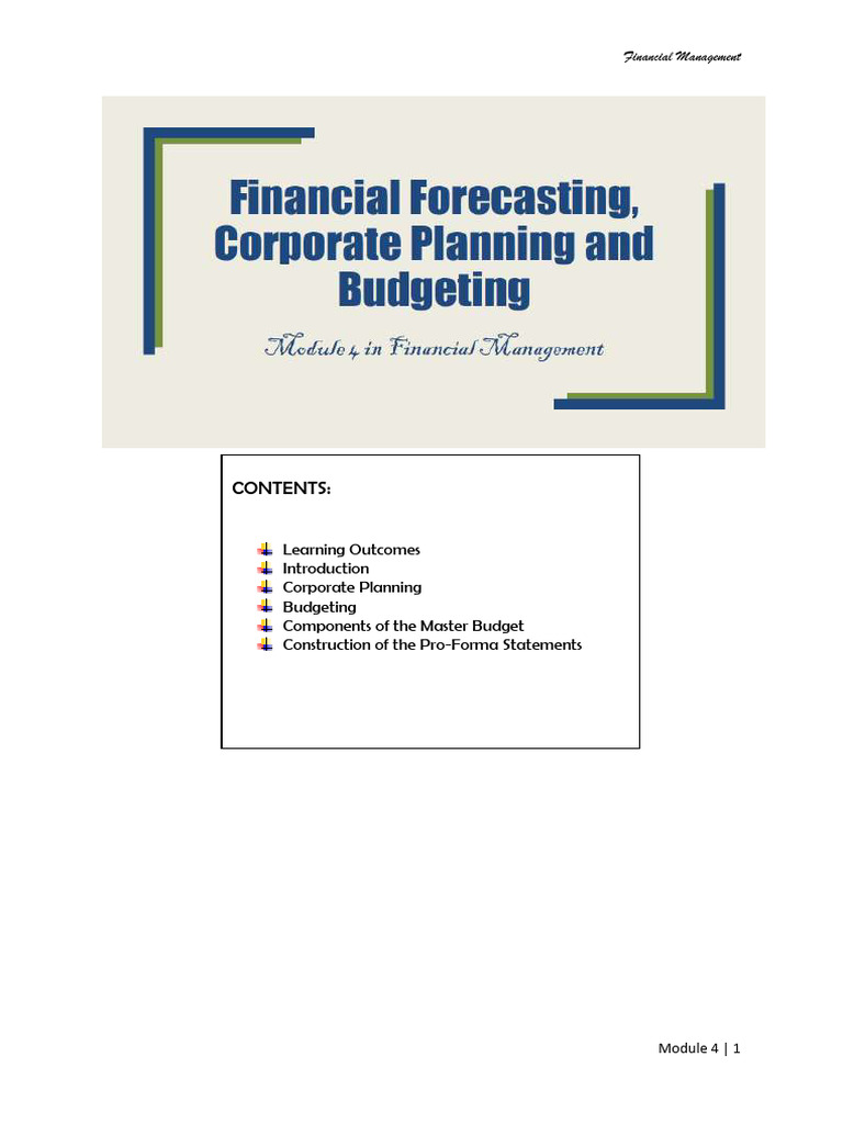 Corporate Planning and Budgeting Guide | PDF | Cost Of Goods Sold ...