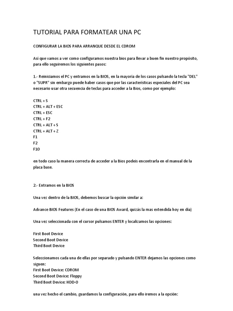 Formatear PC e Instalar XP | PDF | Bios | Windows XP