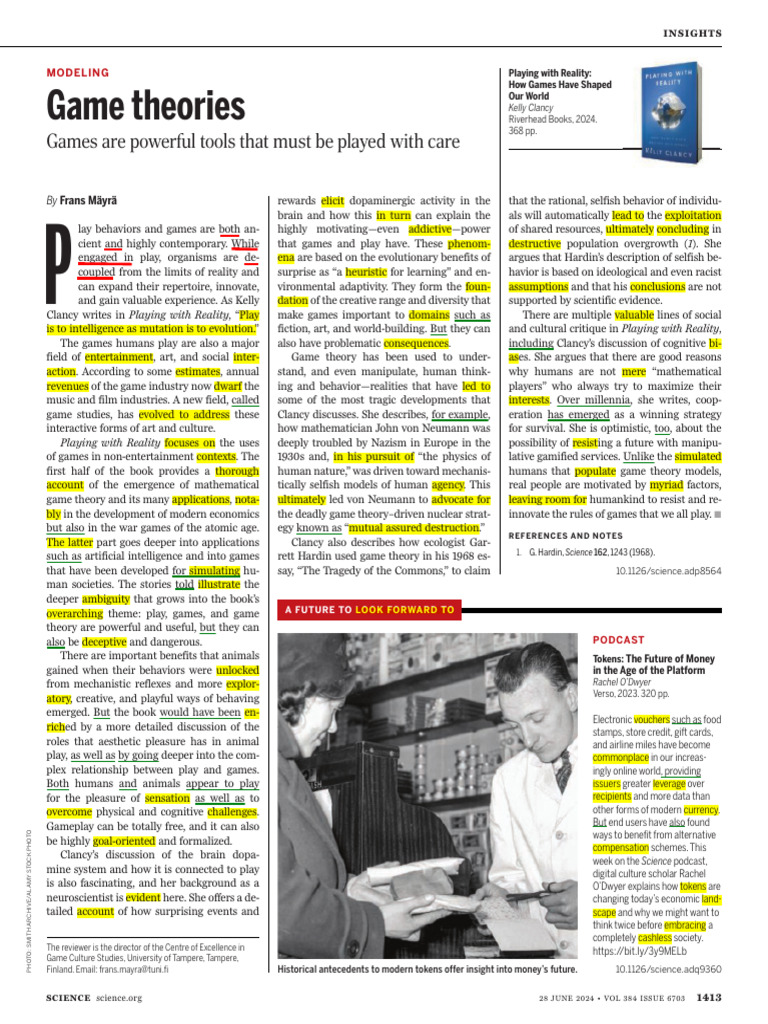 Science 28-06-2024 GAME THEORIES Article | PDF | Game Theory ...