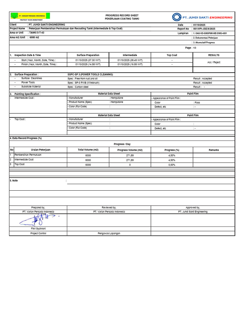 Report Progress Painting JSE 001 | PDF | Paint | Metals