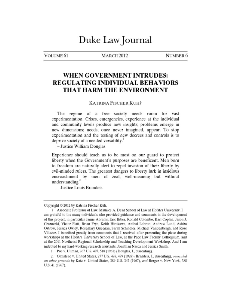 When Government Intrudes - Regulating Individual Behaviors That Ha ...