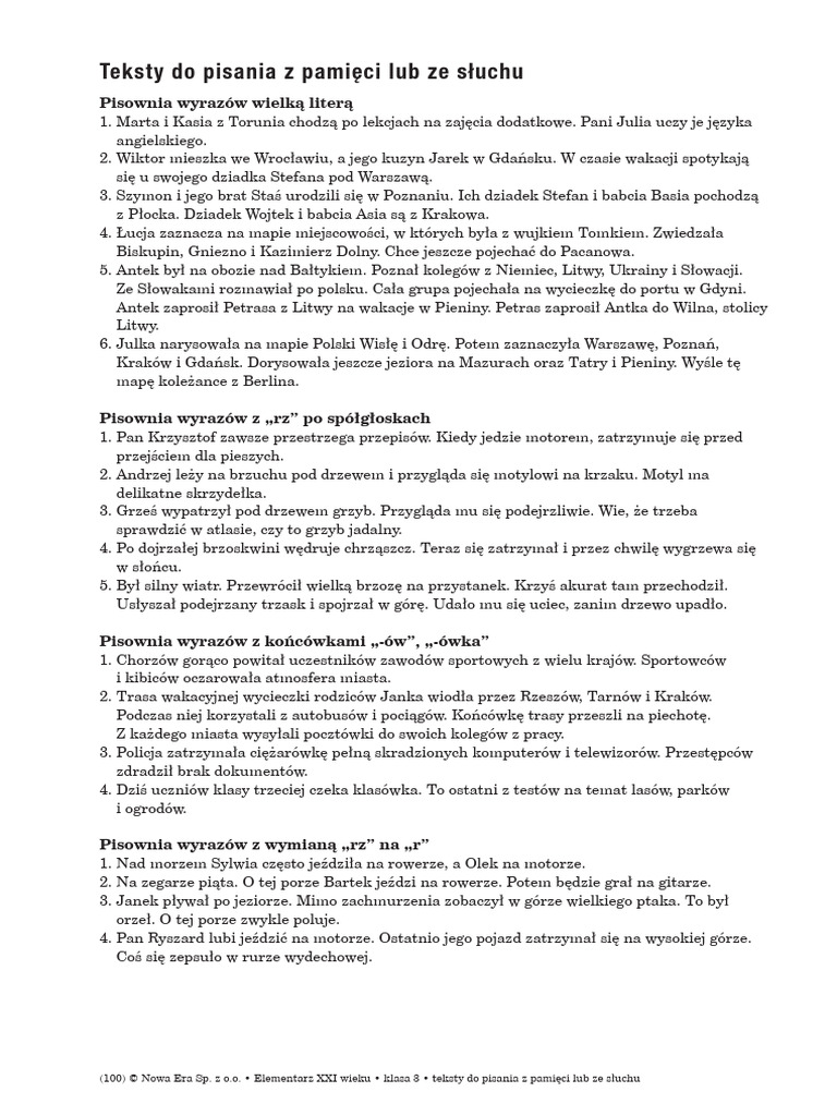 Teksty Do Pisania z Pamieci Lub Ze Sluchu (3) | PDF