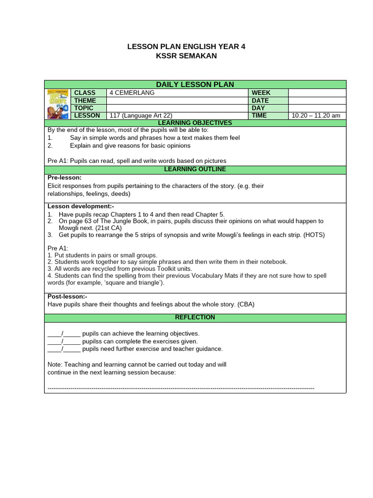 Year 4 English Lesson Plans Overview | PDF | Lesson Plan | English Language