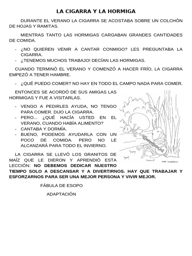 La Cigarra y La Hormiga | PDF