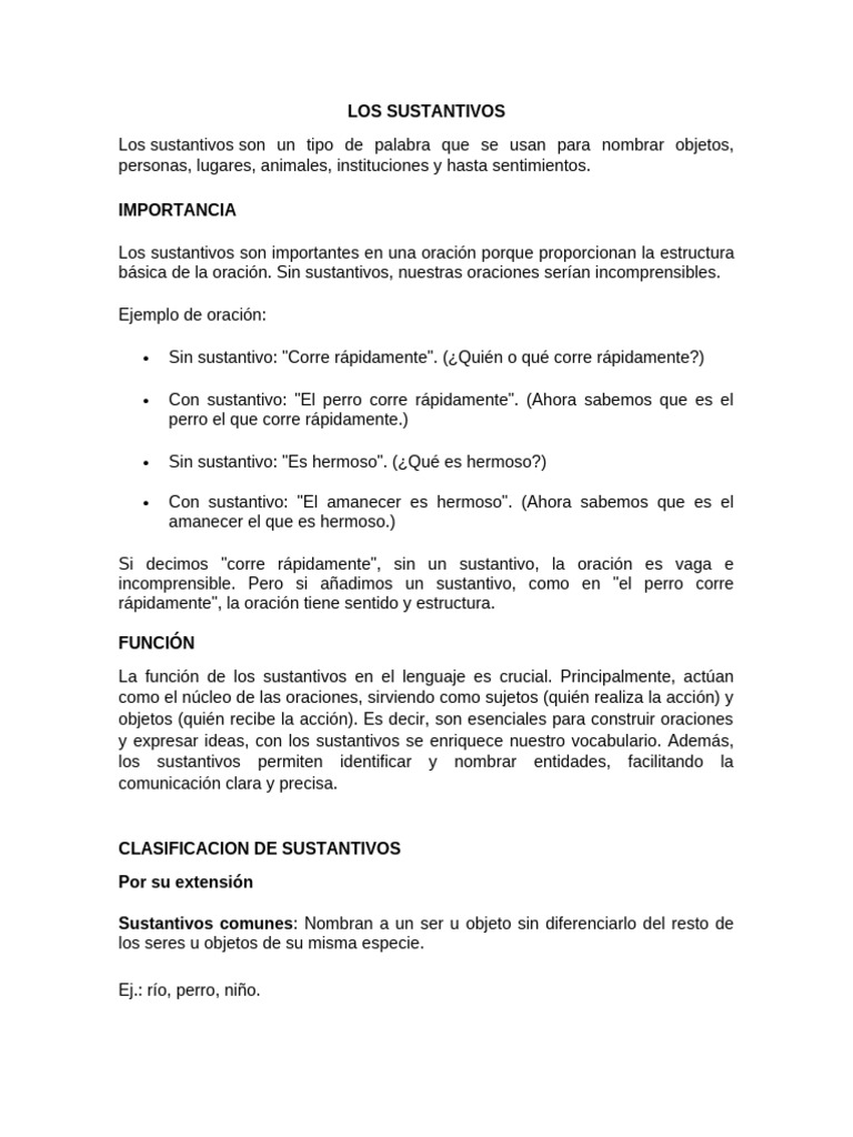 Exposición Español-Los Sustantivos | PDF | Sustantivo | Palabra
