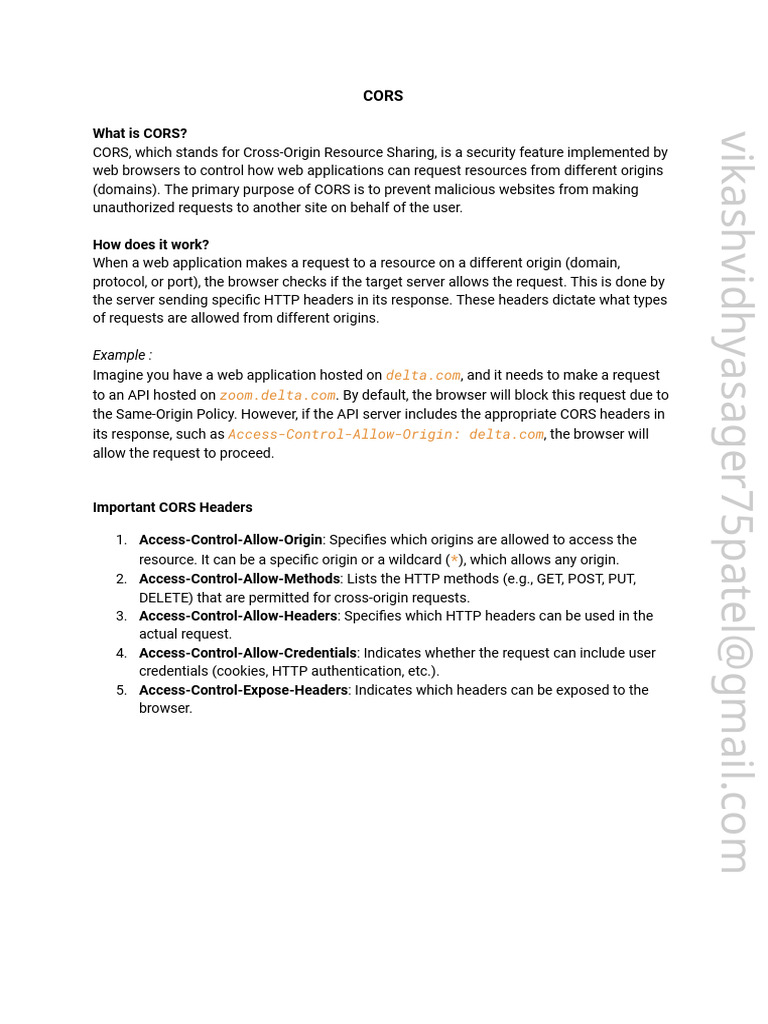 Understanding CORS: Cross-Origin Resource Sharing | PDF