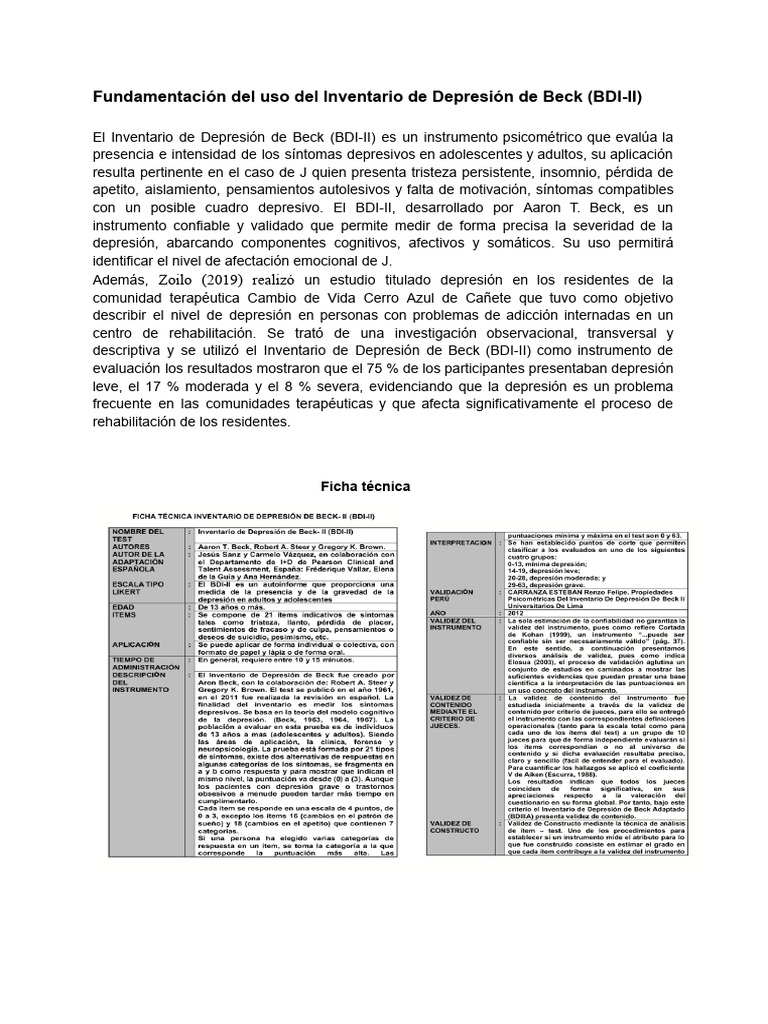 Uso del BDI-II y EPQ-R en Evaluación Psicológica | PDF | Depresión ...