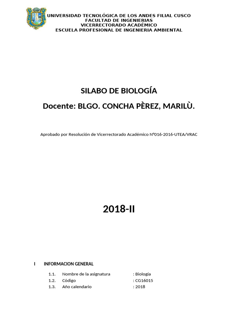 Silabo de Biología | PDF | Biología Celular) | Biología