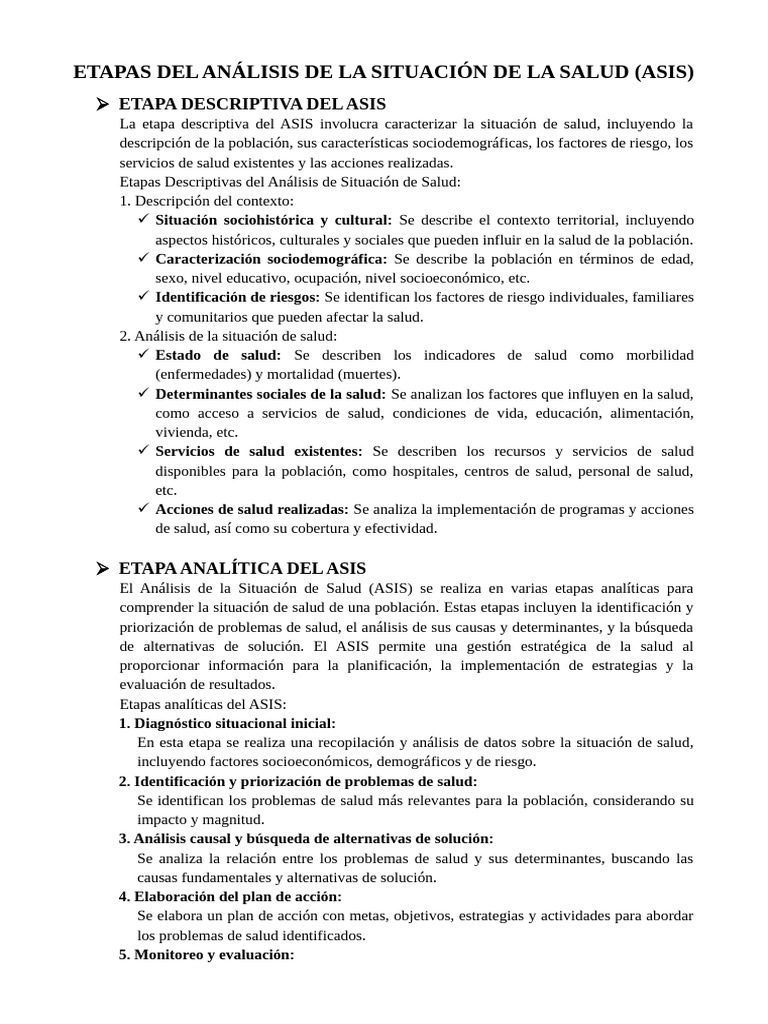 Análisis de la Situación de Salud (ASIS) | PDF | Planificación ...