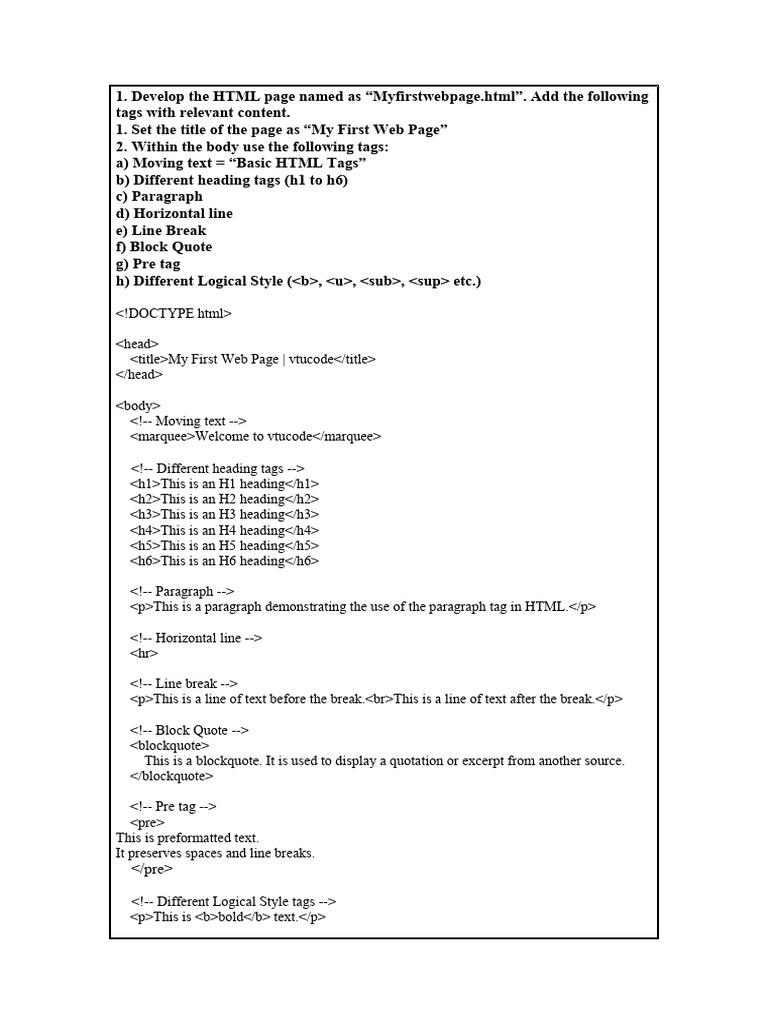 Web Technology Lab Manual | PDF | Html | Paragraph