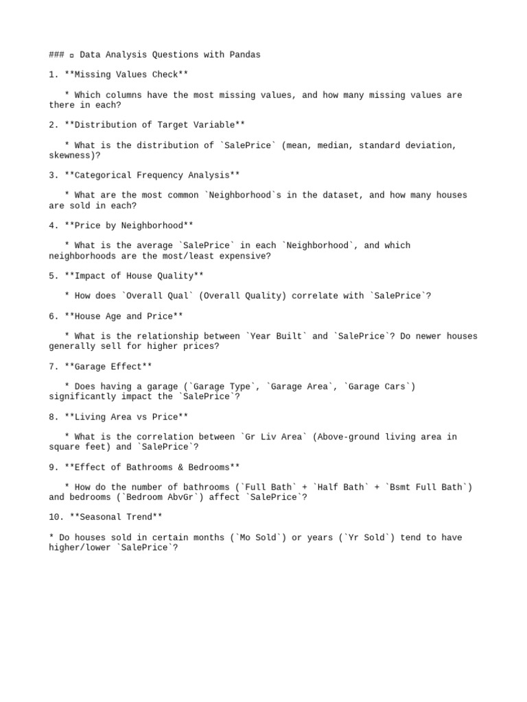 Data Analysis Questions | PDF