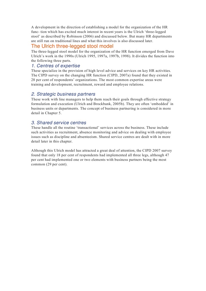 Ulrich's Three-Legged Stool Model in HR | PDF