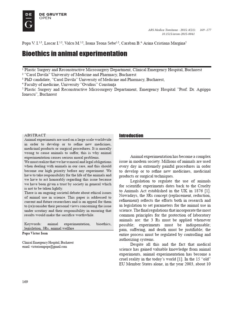 Ethical Considerations in Animal Testing | PDF | Animal Testing ...