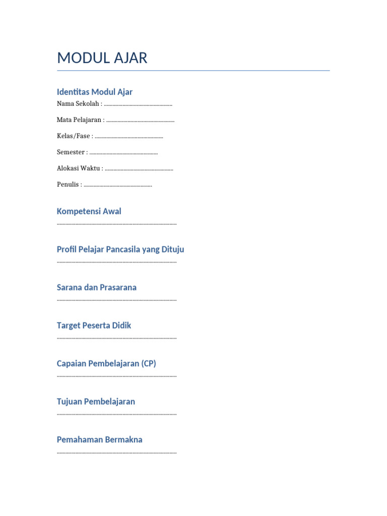 Template Modul Ajar | PDF