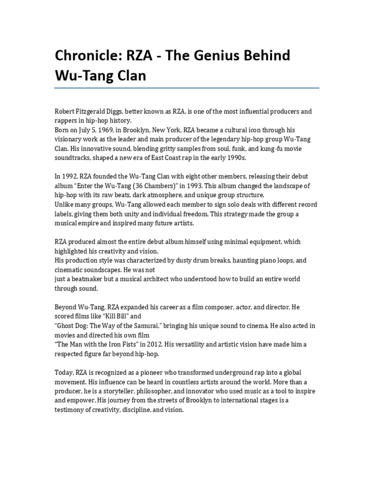 RZA Chronicle | PDF