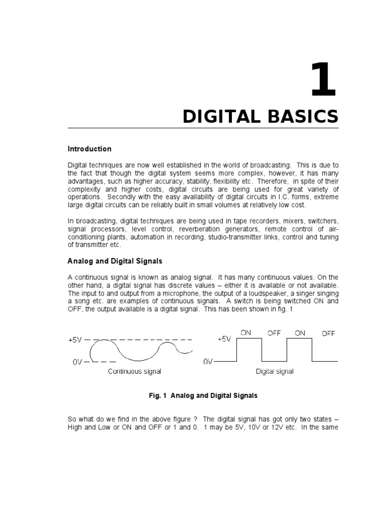 Digital Basics: Fig. 1 Analog and Digital Signals | PDF | Logic Gate ...