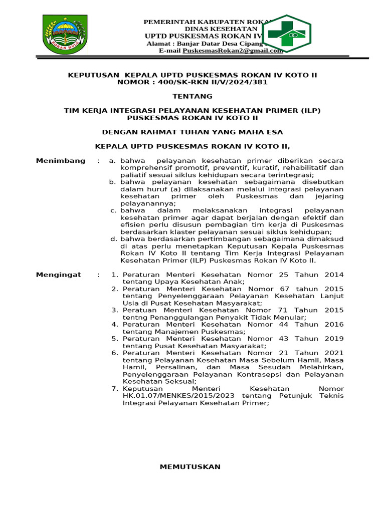 SK Tim Kerja Ilp RKN II 2024 | PDF