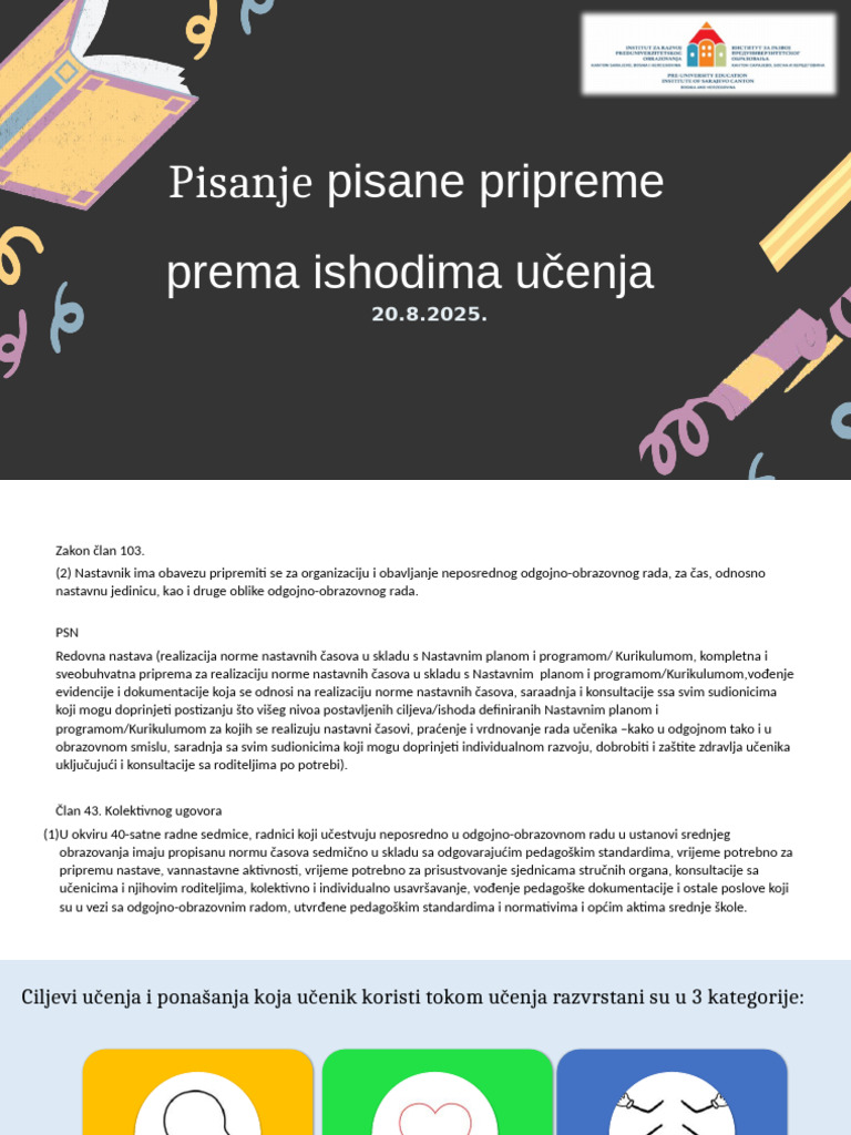 A) Pisanje Nastavnih Priprema Prema Ishodima Učenja (2) | PDF