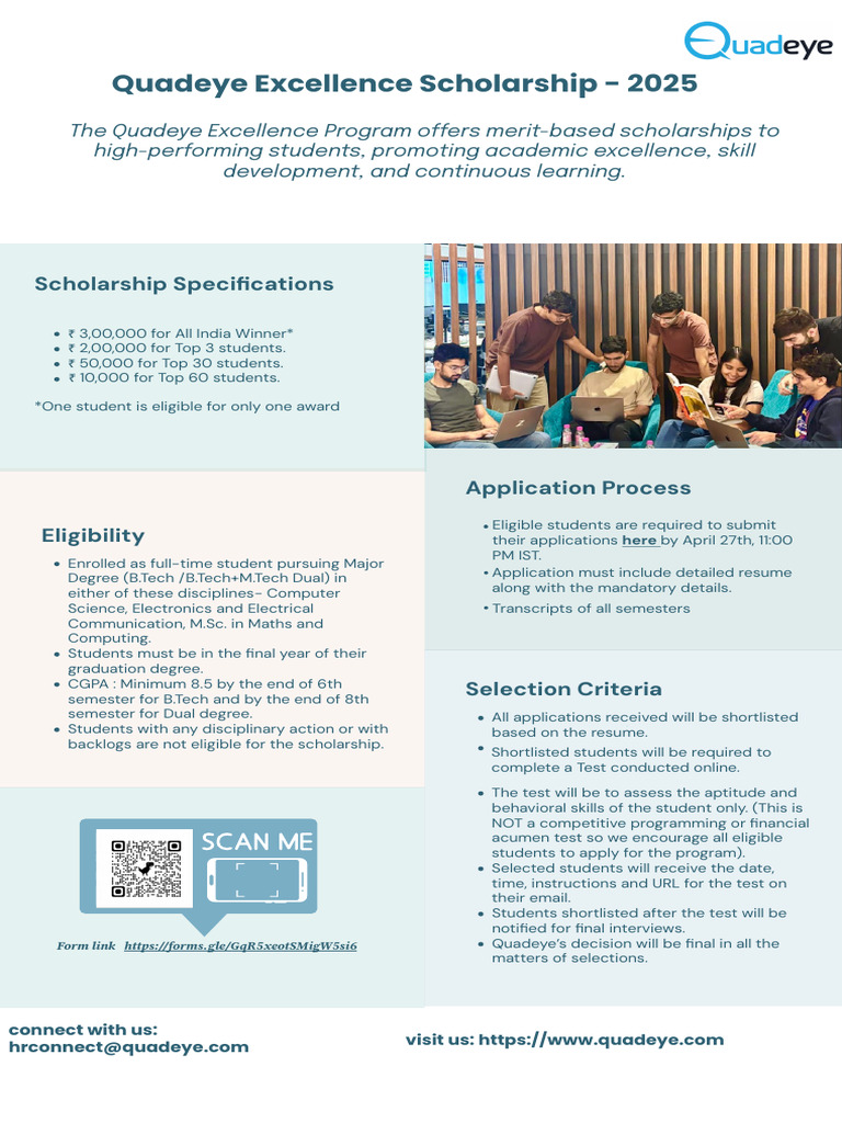 Quadeye Excellence -Scholarship 2025 | PDF