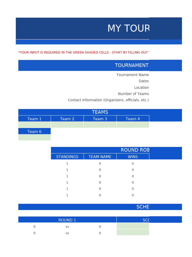 6-Team Round Robin Tournament Schedule | PDF | Sports Competitions