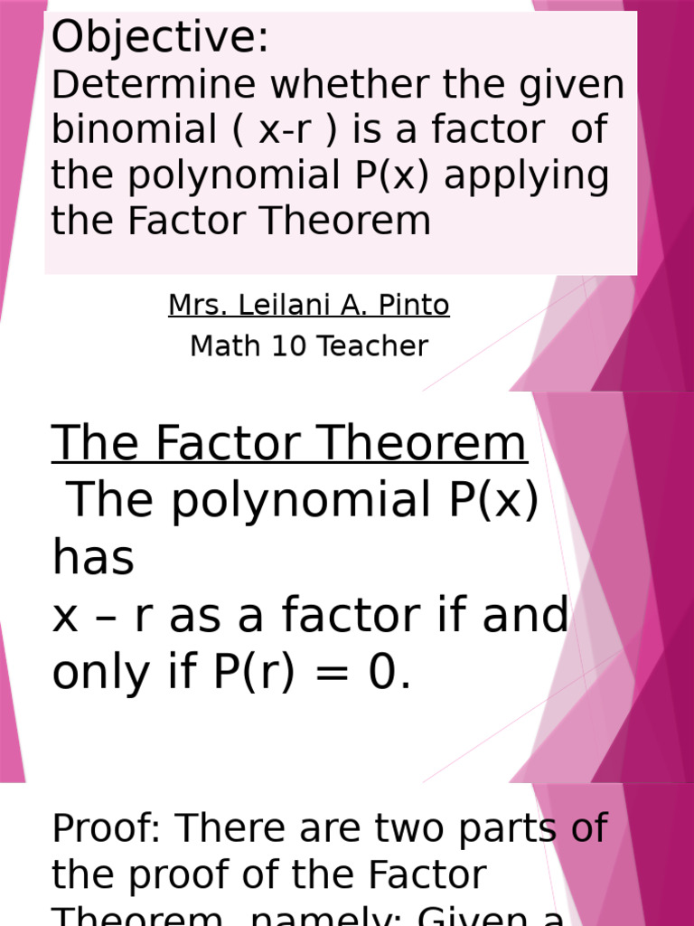 Understanding the Factor Theorem | PDF