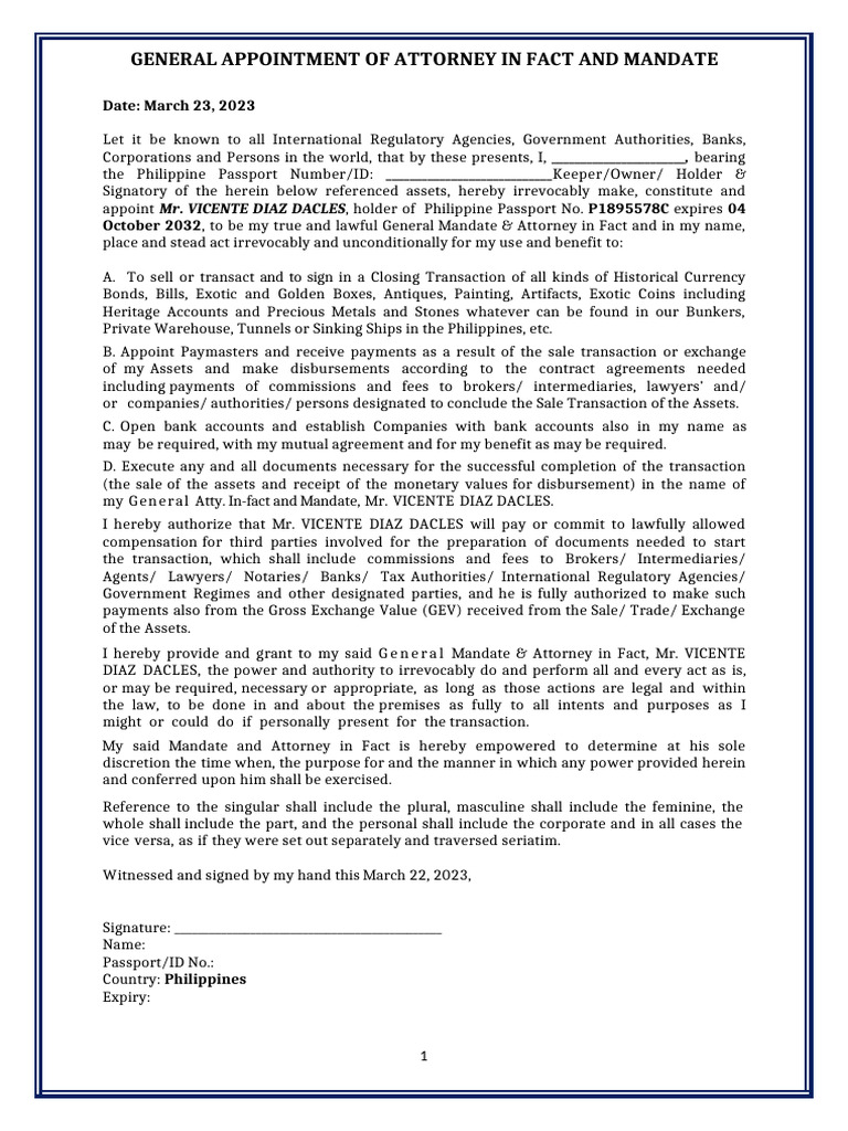 Aif Authorization Draft Final | PDF | Power Of Attorney | Banks