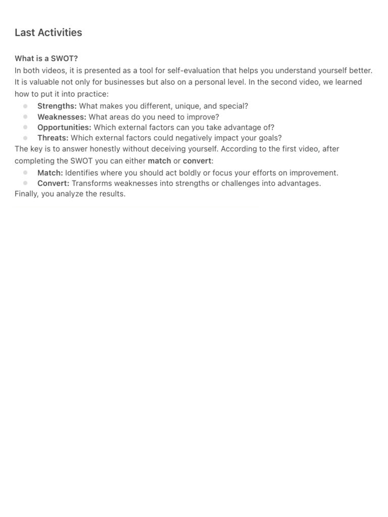 Last Activities | PDF