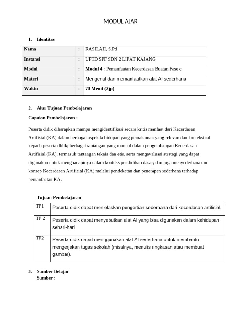 Modul Ajar Peer Teaching Ojt 3 | PDF