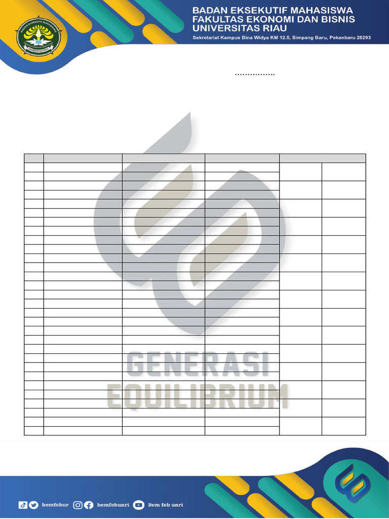 (Peserta) Absensi Kepanitiaan Bem Feb Unri | PDF