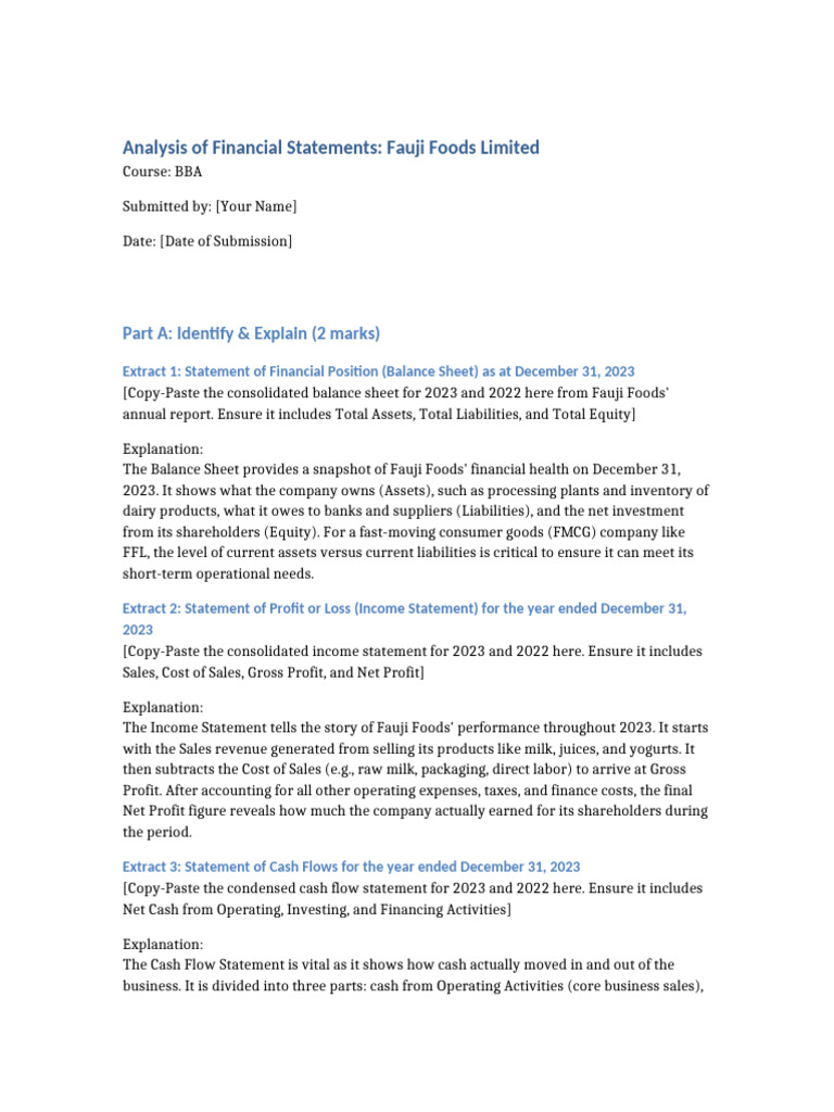 Fauji Foods Financial Analysis 2023 | PDF | Balance Sheet | Income ...