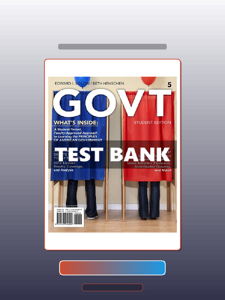 Ultimate Bundle GOVT 5th Edition Sidlow eBook and TestBank Bundle | PDF ...