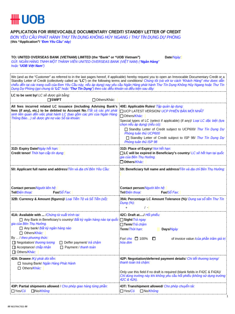 Letter of Credit Issuance | PDF