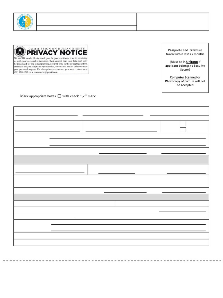 CHR Clearance Application Form | PDF | Identity Document | Authentication