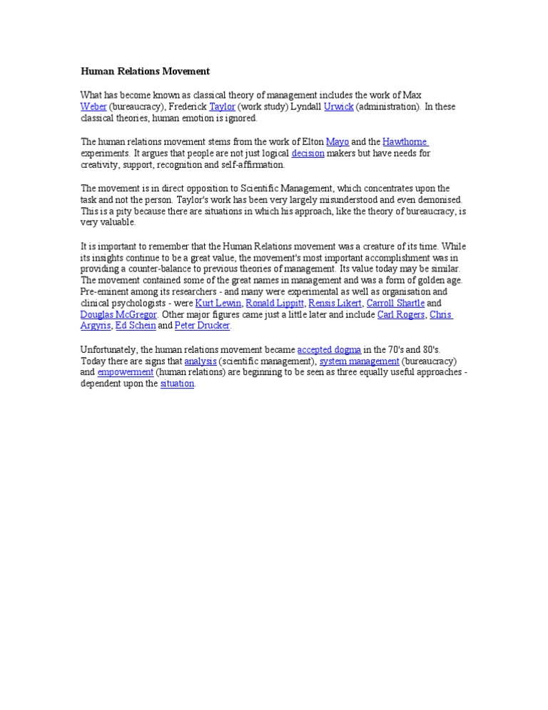 Overview of the Human Relations Movement | PDF | Psychology | Epistemology