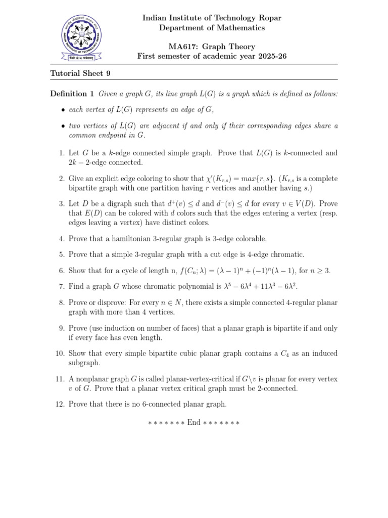Graph Theory Tutorial 9 | PDF