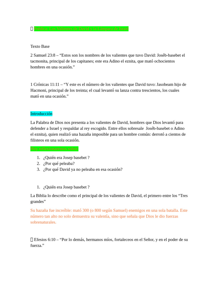 Valientes de David: Fe y Coraje en Batalla | PDF | David