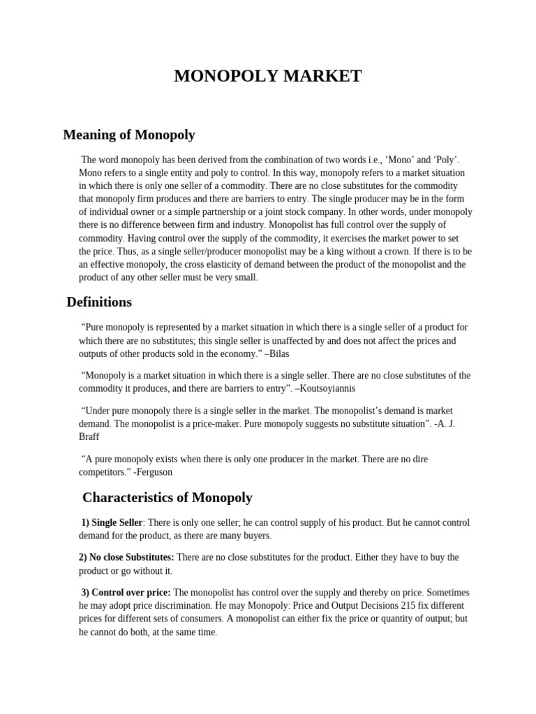 Monopoly Market | PDF | Monopoly | Price Discrimination