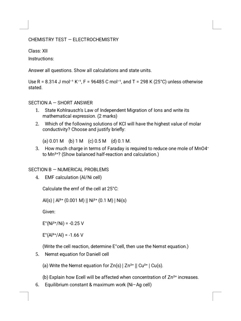 Chemistry Test | PDF