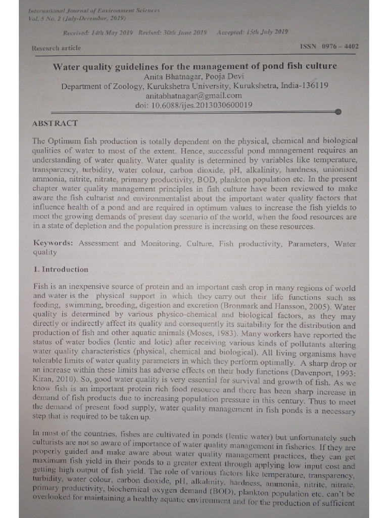 Water Quality Management | PDF
