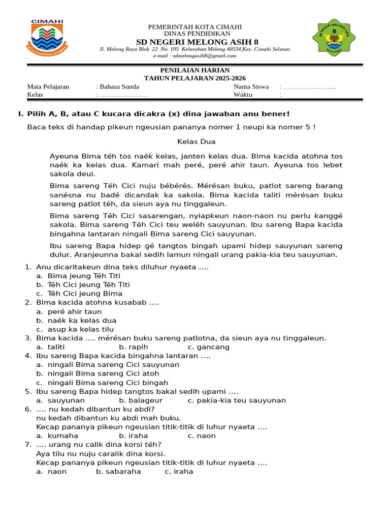 Sumatif Harian Sunda | PDF