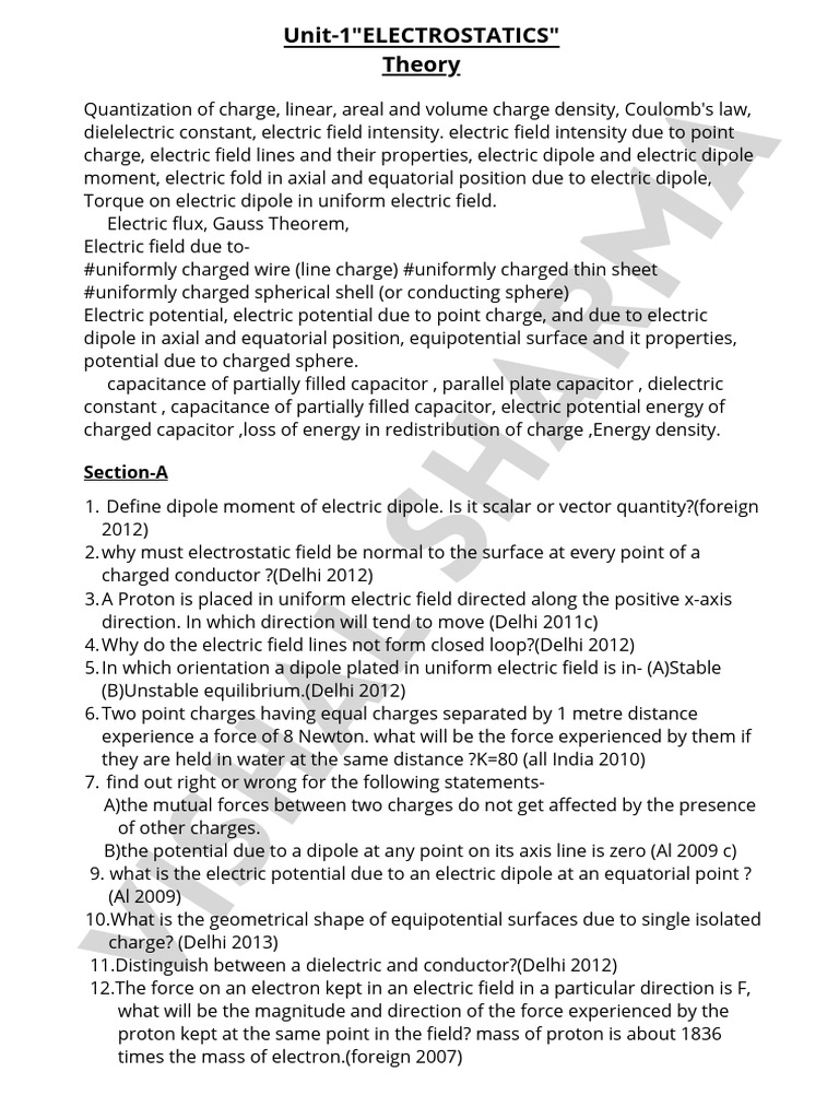Electrostatics: Charge, Fields, and Potential | PDF | Capacitor ...