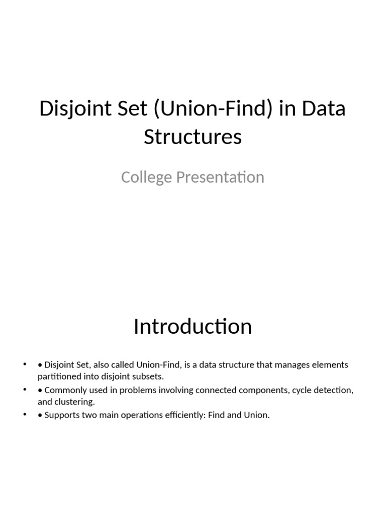 Disjoint Set in Data Structures Presentation | PDF | Combinatorics ...