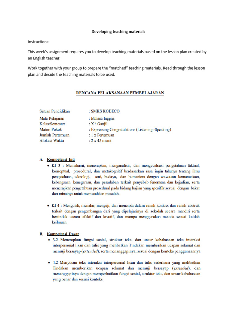 Developing Teaching Materials | PDF