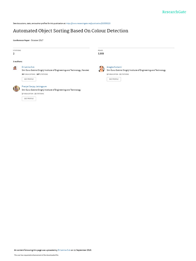 Automated Object Sorting Using Color and Size Detection | PDF | Rgb Color Model | Color