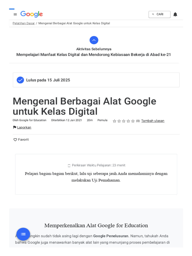Alat Google untuk Pembelajaran Digital | PDF