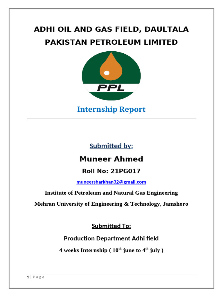 Internship Report Adhi | PDF | Casing (Borehole) | Valve