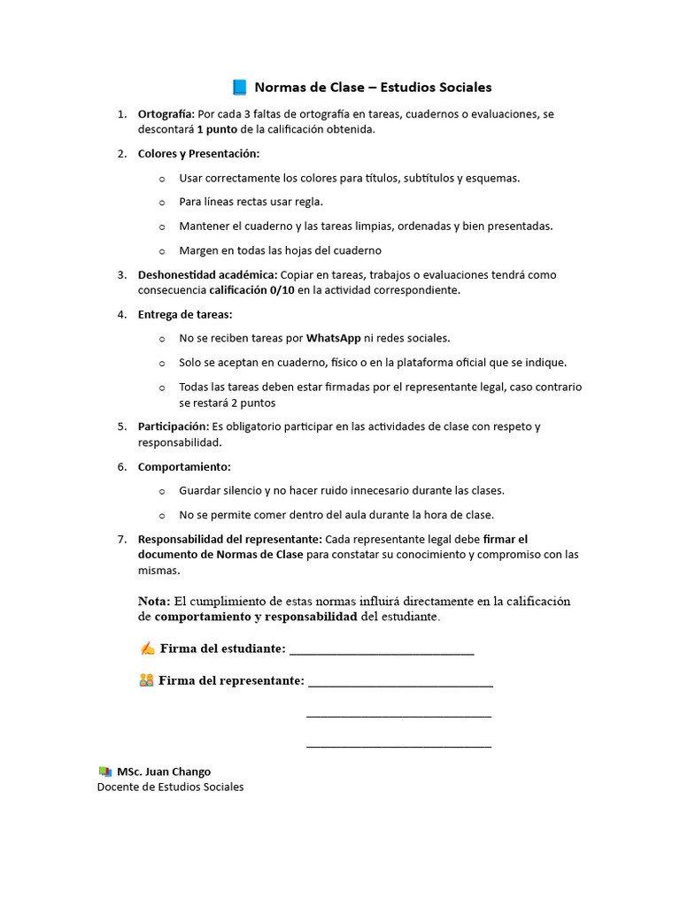 ? Normas de Clase | PDF