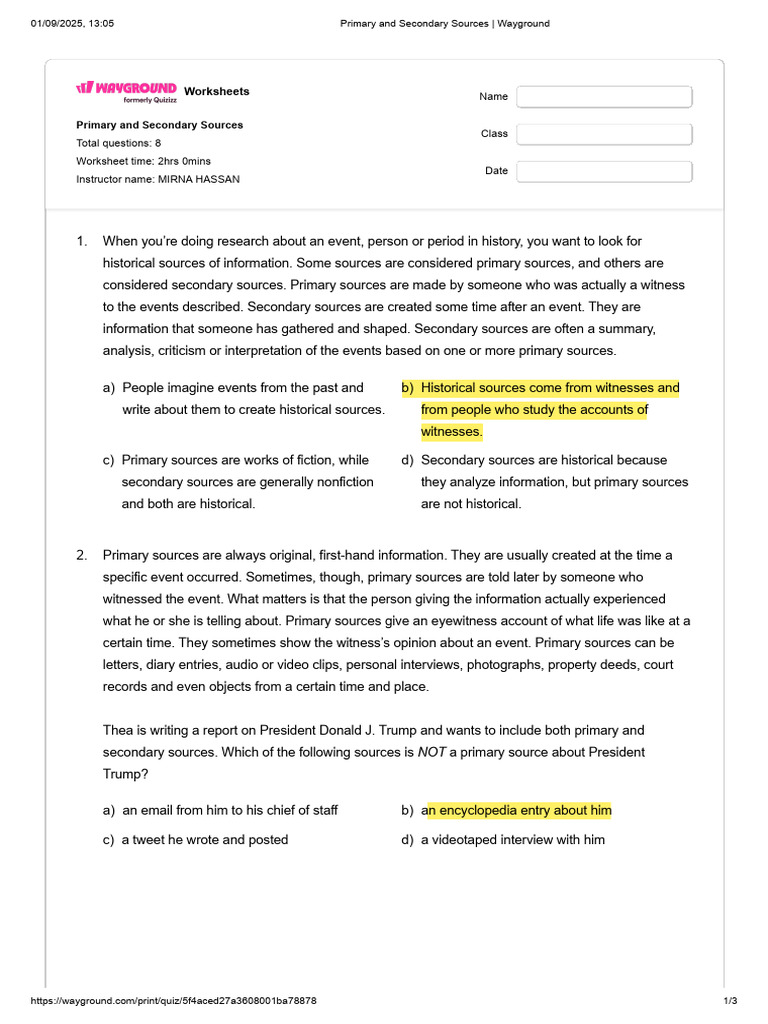 Understanding Primary and Secondary Sources | PDF | Witness