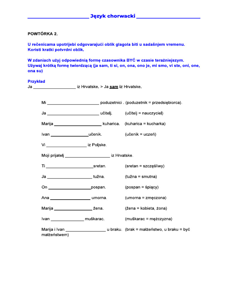 2 - Glagol Biti Forma Twierdzaca | PDF